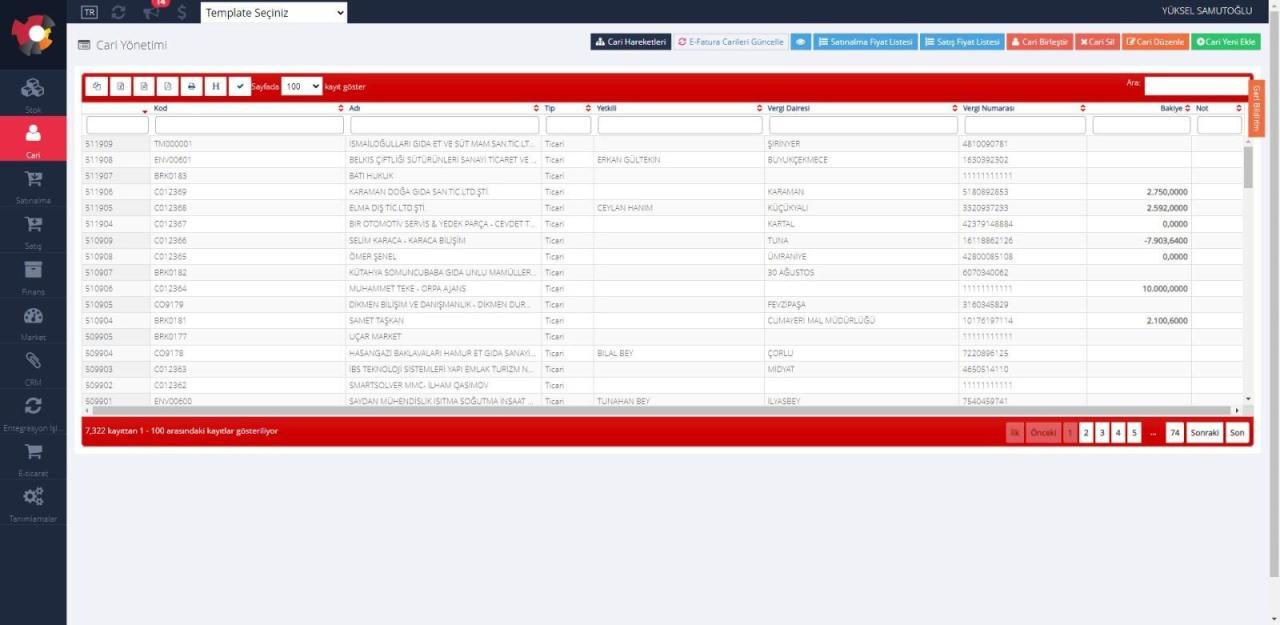 Cari Yönetimi; E-Mutabakat, E-Ba-Bs, E-Müstahsil - Tamsoft